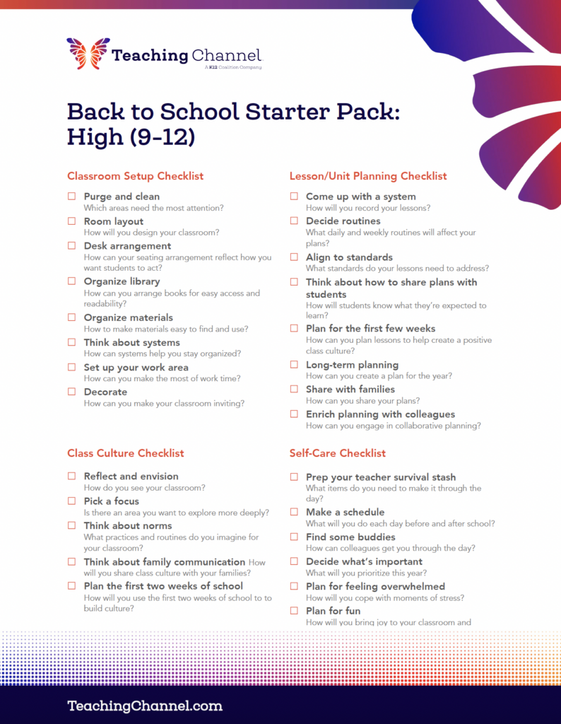 Back to School Starter Packs | Teaching Channel