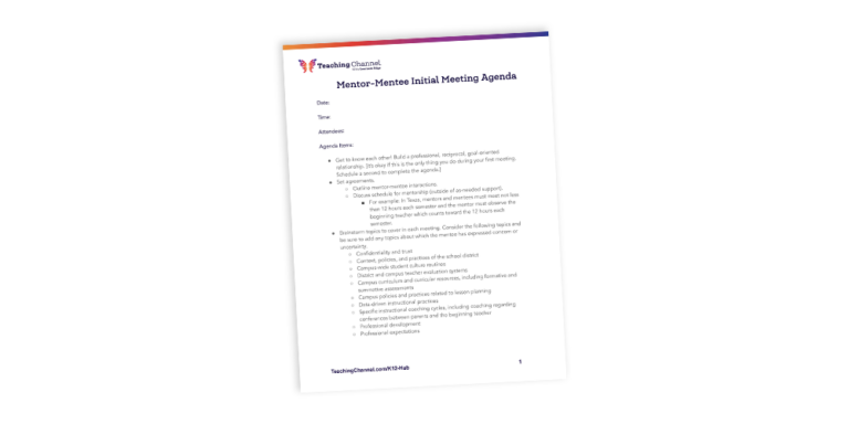Mentor-Mentee Initial Meeting Checklist | Teaching Channel