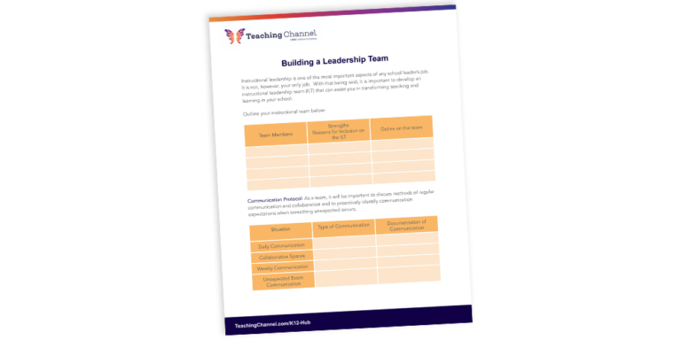 Building an Instructional Leadership Team [Template] | Teaching Channel