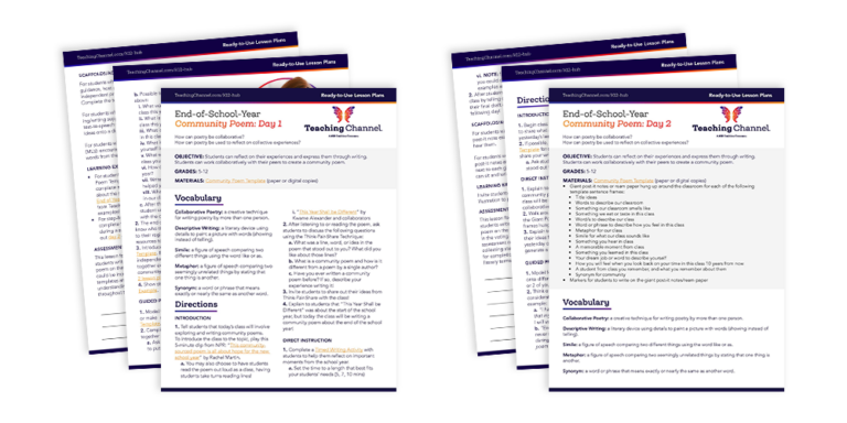 End-of-School-Year Community Poem (5-12) | Teaching Channel