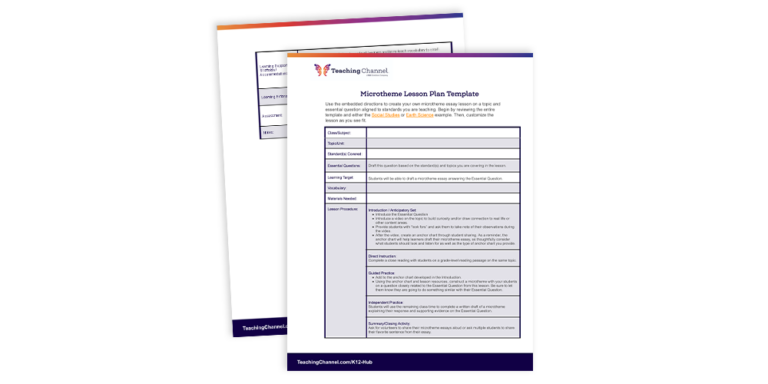 A Microtheme Essay Lesson Plan Template for Any Subject | Teaching Channel