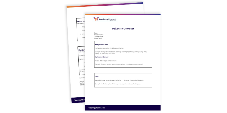 Behavior Contract Template for Classroom Management | Teaching Channel